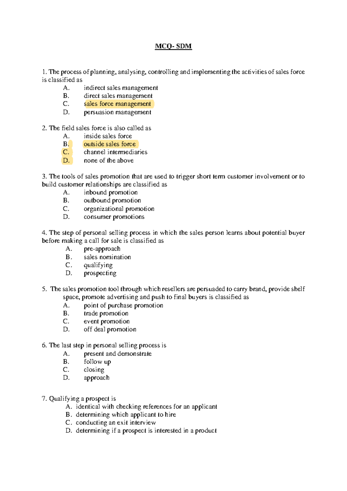 MCQ-SDM-60: Comprehensive Sales & Distribution Management Exam Review ...