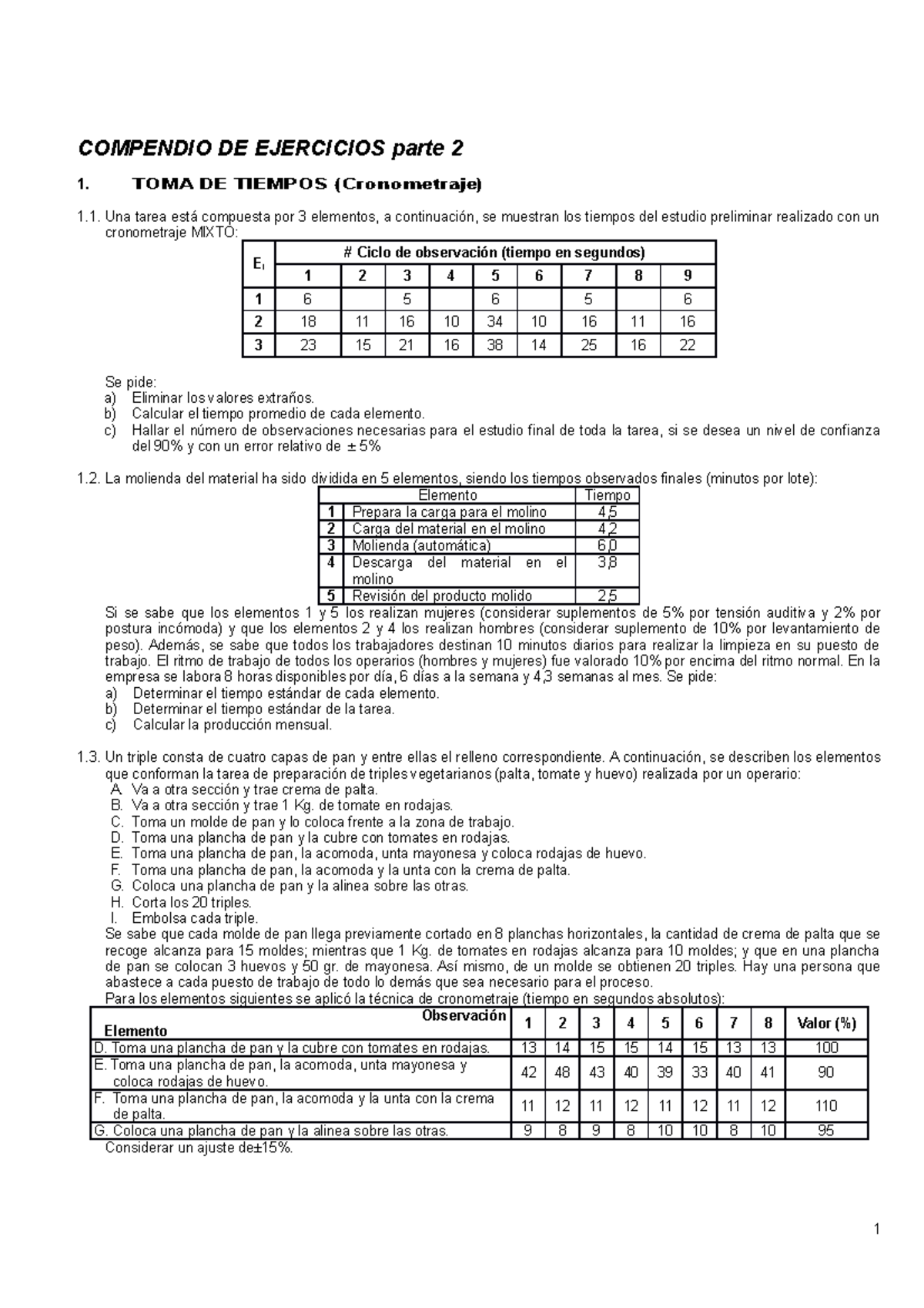 Compendio de Ejercicios Parte 2 - Ing. de Métodos V202300 - Studocu