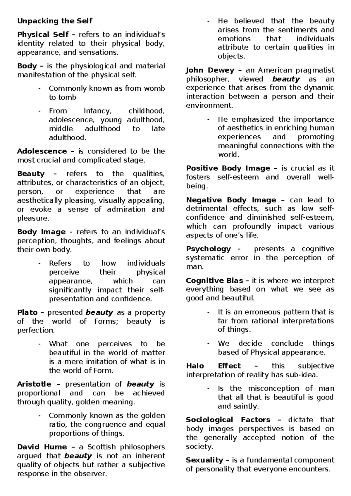 Unpacking the Self: A Comprehensive Study Guide on Identity and Body ...
