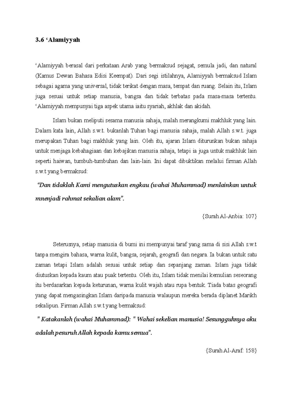 'Alamiyyah: Ciri Keistimewaan Agama Islam dan Universaliti (ISL101 ...