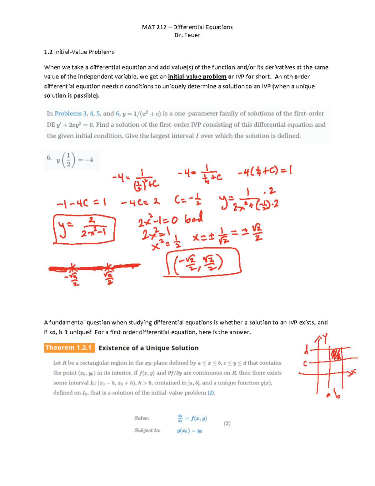 MAT 212: Differential Equations - Initial-Value Problems Explained ...