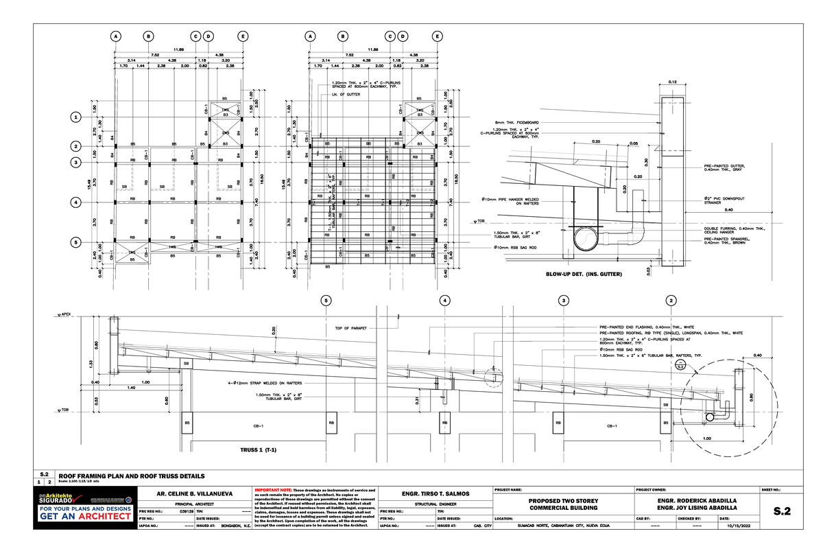 Roof Framing Plan & Truss Details - S.2 - Studocu