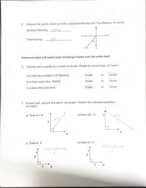 Unit Test 5 MCV4U-4 - Vectors - 8. What can be concluded about vectors ...
