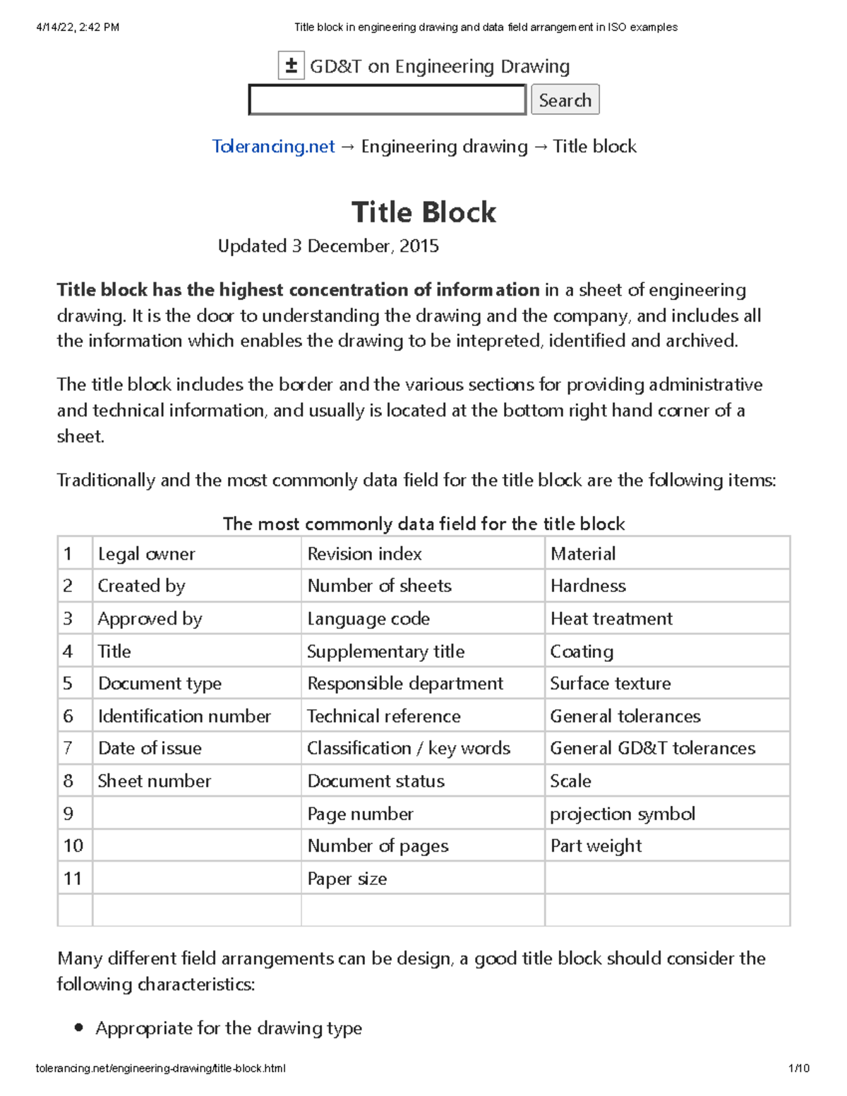 ISO 7200: Title Block in Engineering Drawings & Data Field Arrangement ...
