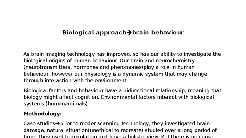 Biological Behavior and Brain Imaging Technology (PSY 101) - Studocu