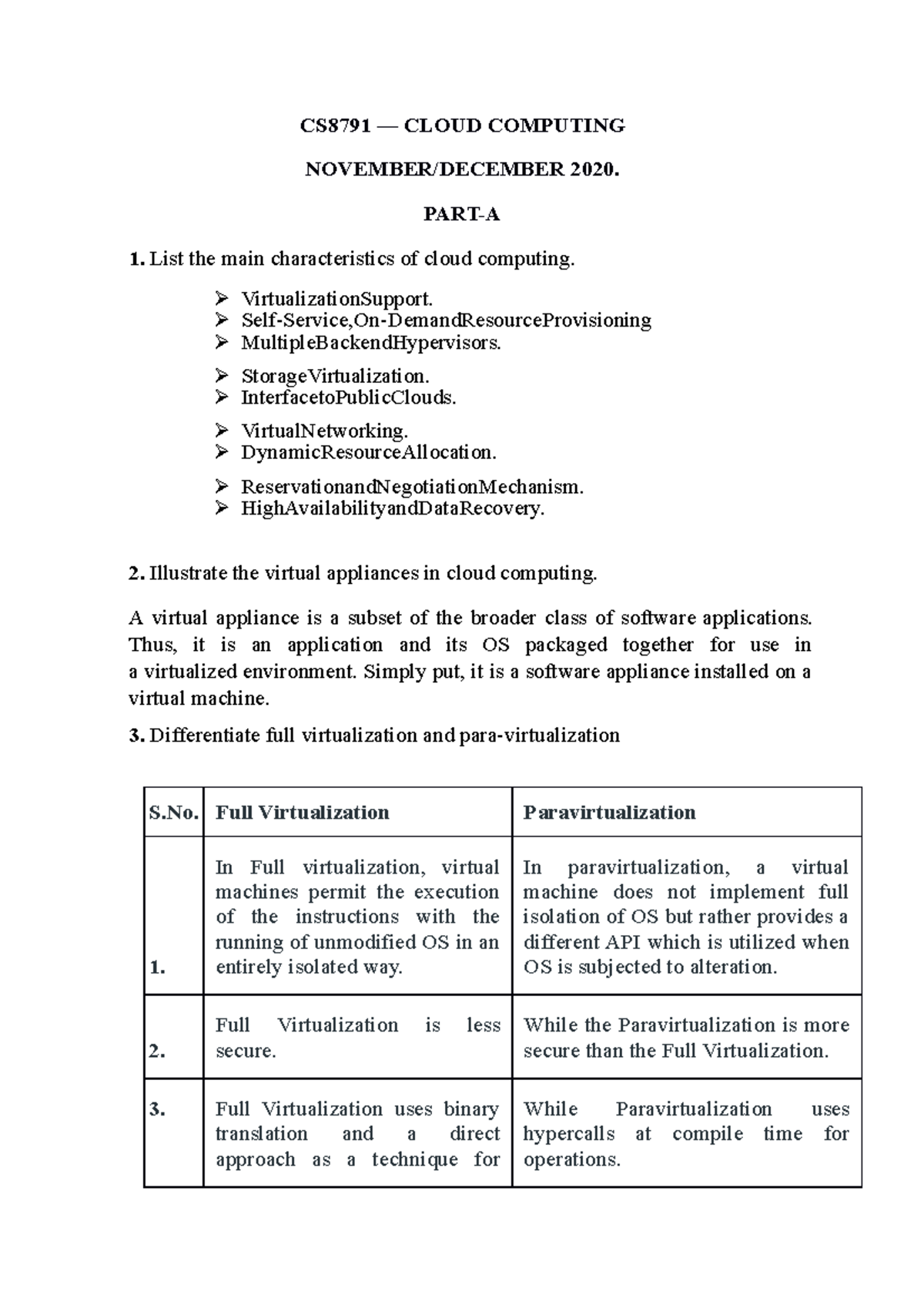 CS8791 ANS - CS8791 — CLOUD COMPUTING NOVEMBER/DECEMBER 2020. PART-A ...