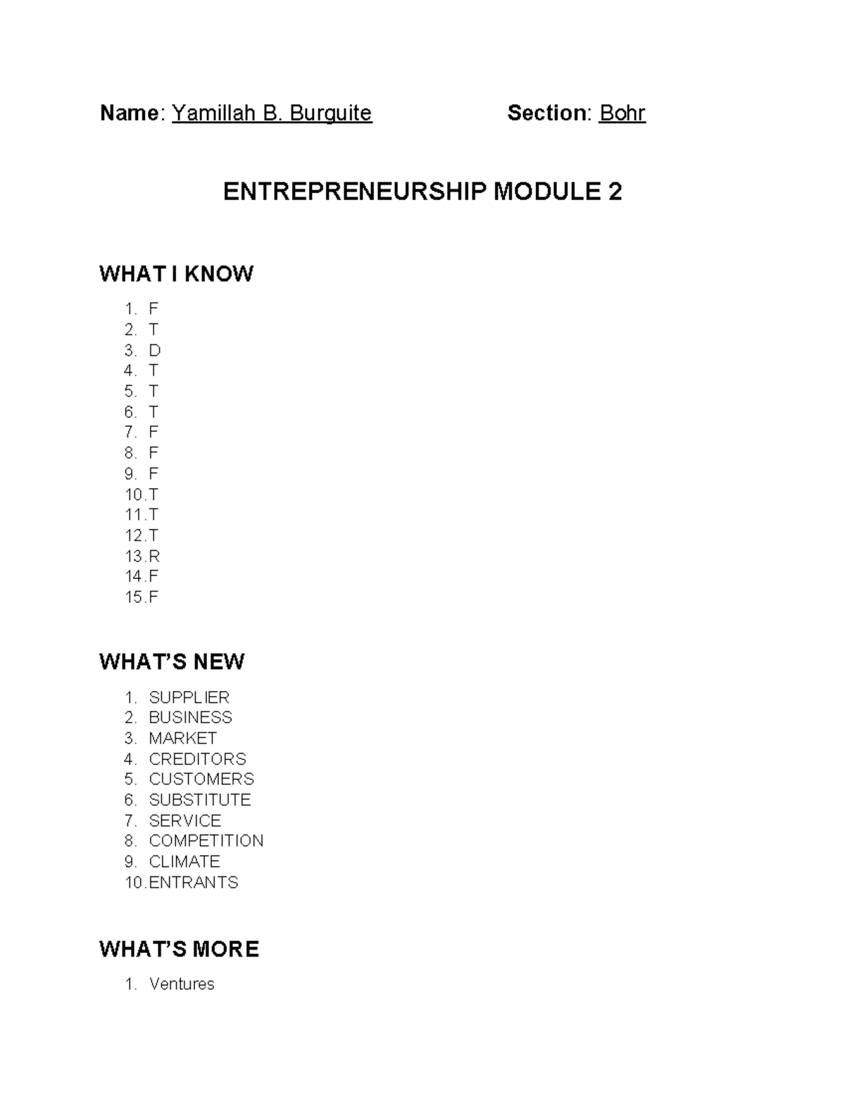 Module 2 - Entrepreneurship Assessment & Product Analysis - Studocu