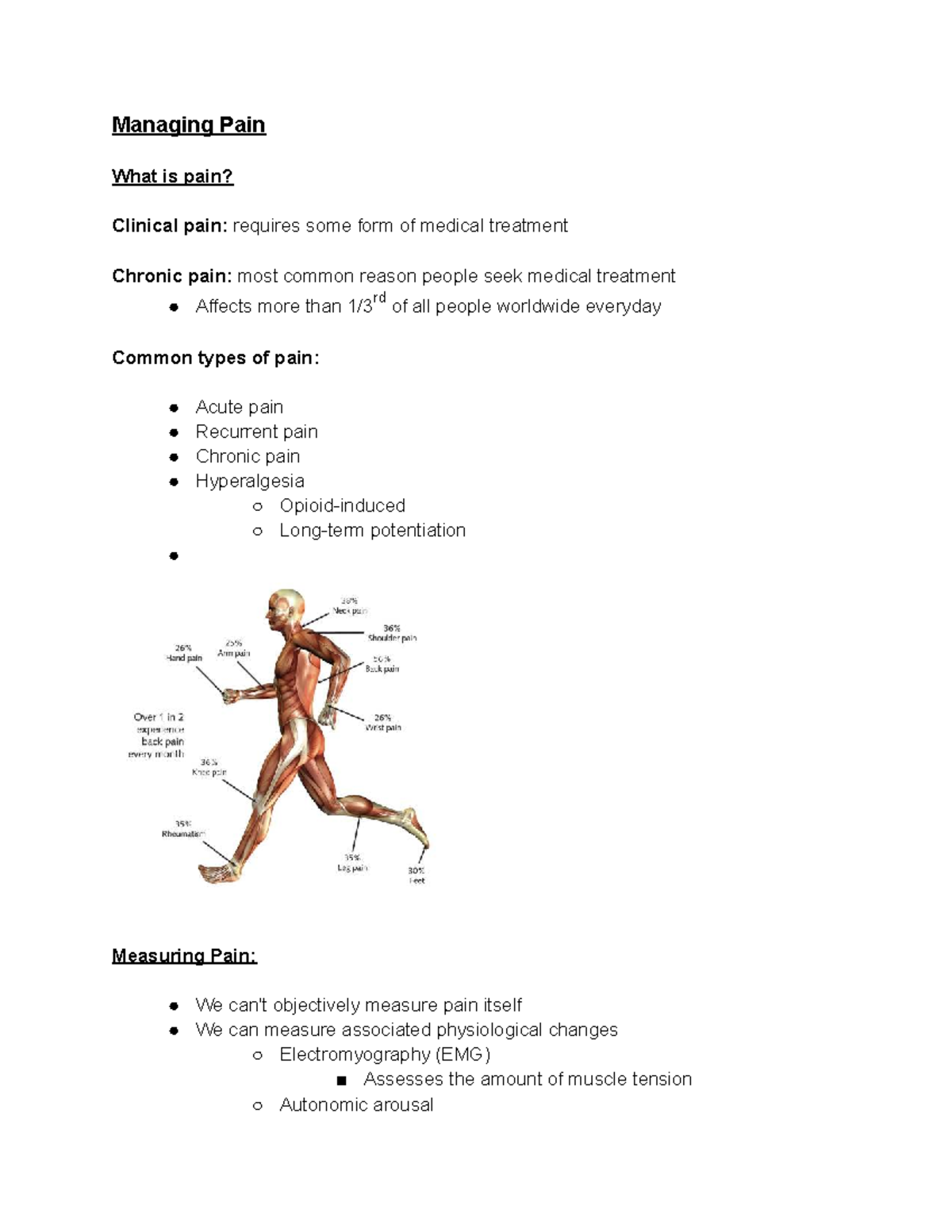 Week 10 Lecture Notes: Managing Pain and Its Complexities - Studocu