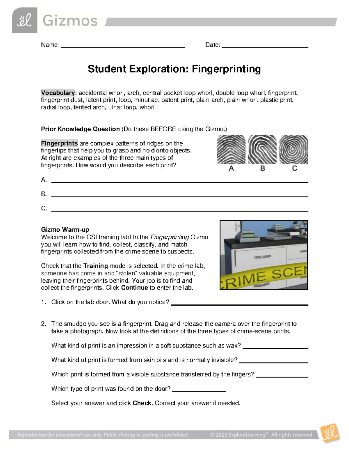 Fingerprinting Exploration: Student Guide for SE 101 Lesson - Studocu