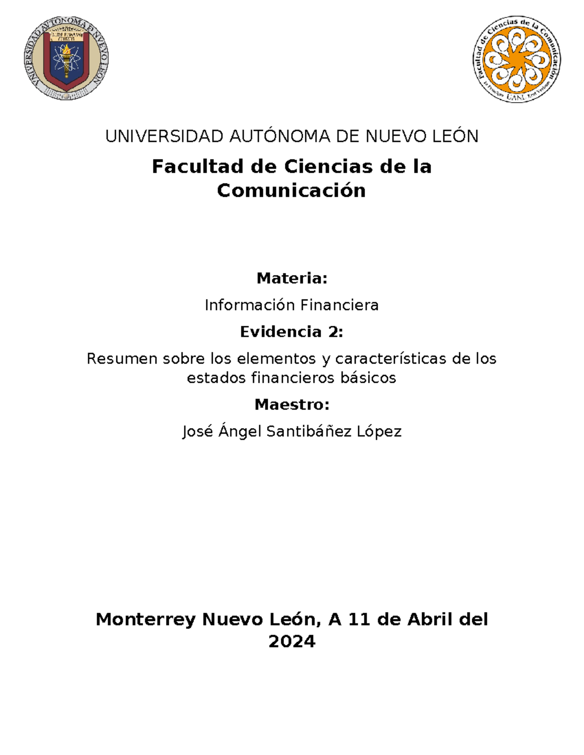 Evidencia 2: Resumen Elementos y Características de Estados Financieros ...