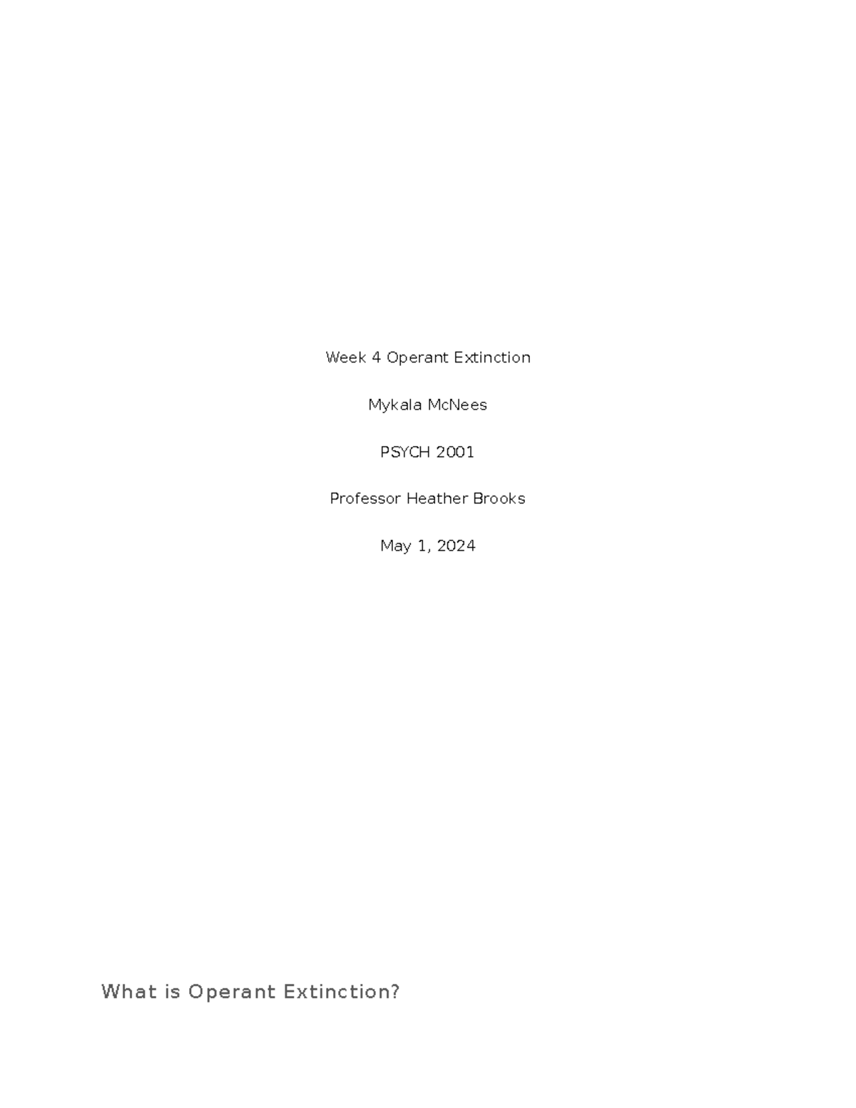 Operant Extinction in ABA - PSYCH 2001 Lecture Notes - Studocu