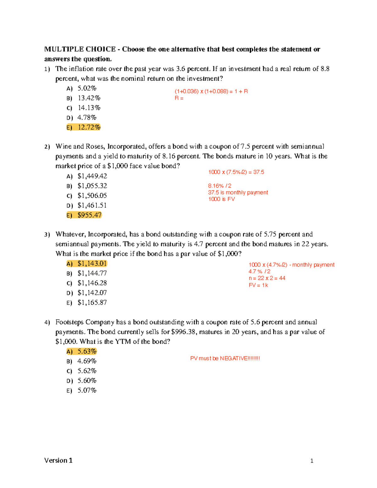 Week 5 HW v1 - Finance Practice MCQs and Solutions - Studocu