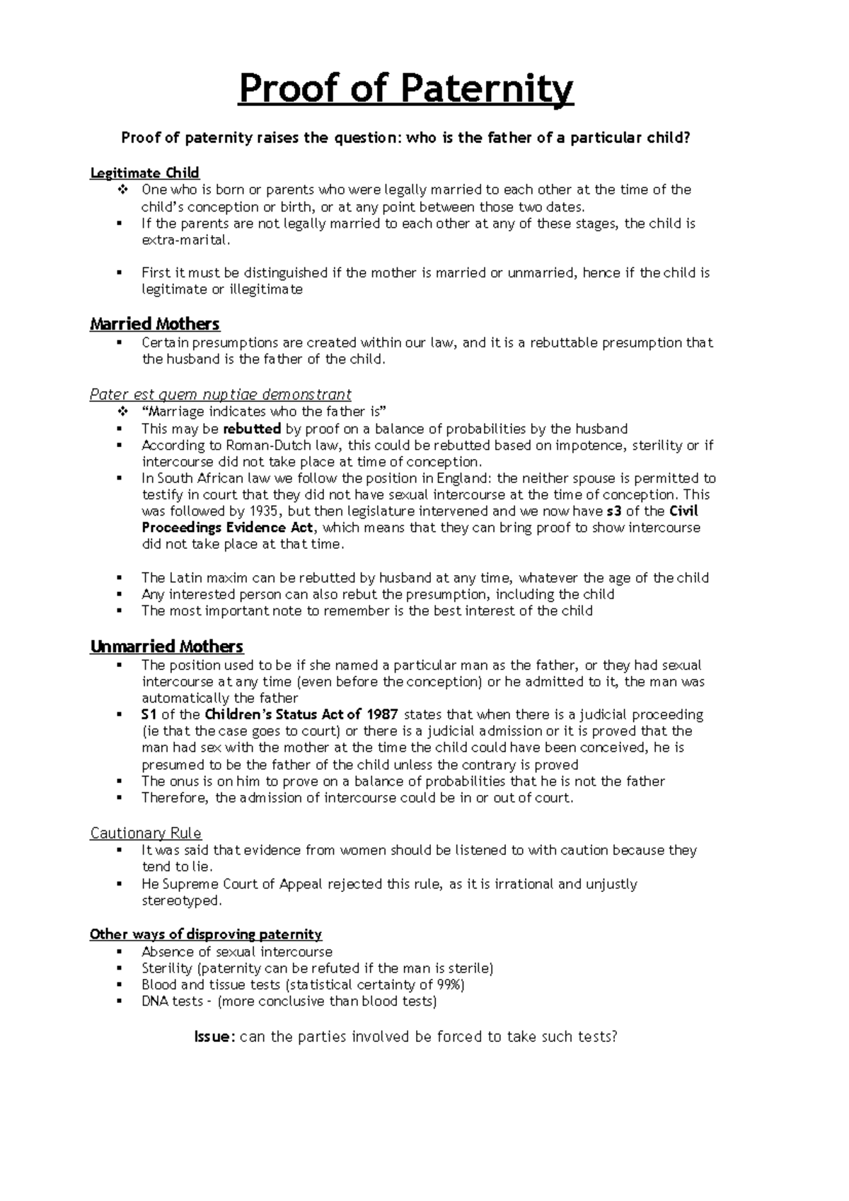 Chapter 09 - Understanding Proof of Paternity and Legal Implications ...
