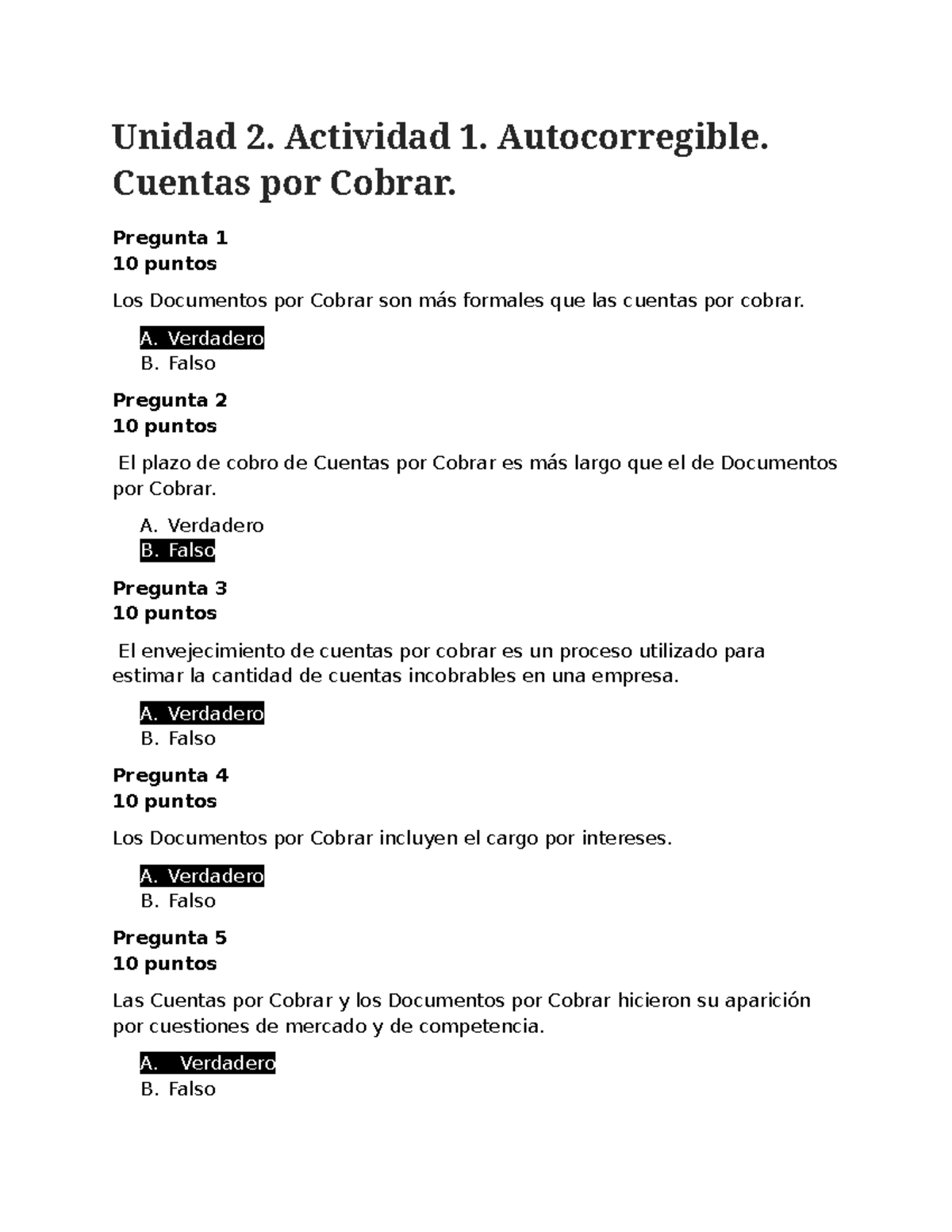 Unidad 2 - Actividad 1: Autocorregible sobre Cuentas por Cobrar - Studocu