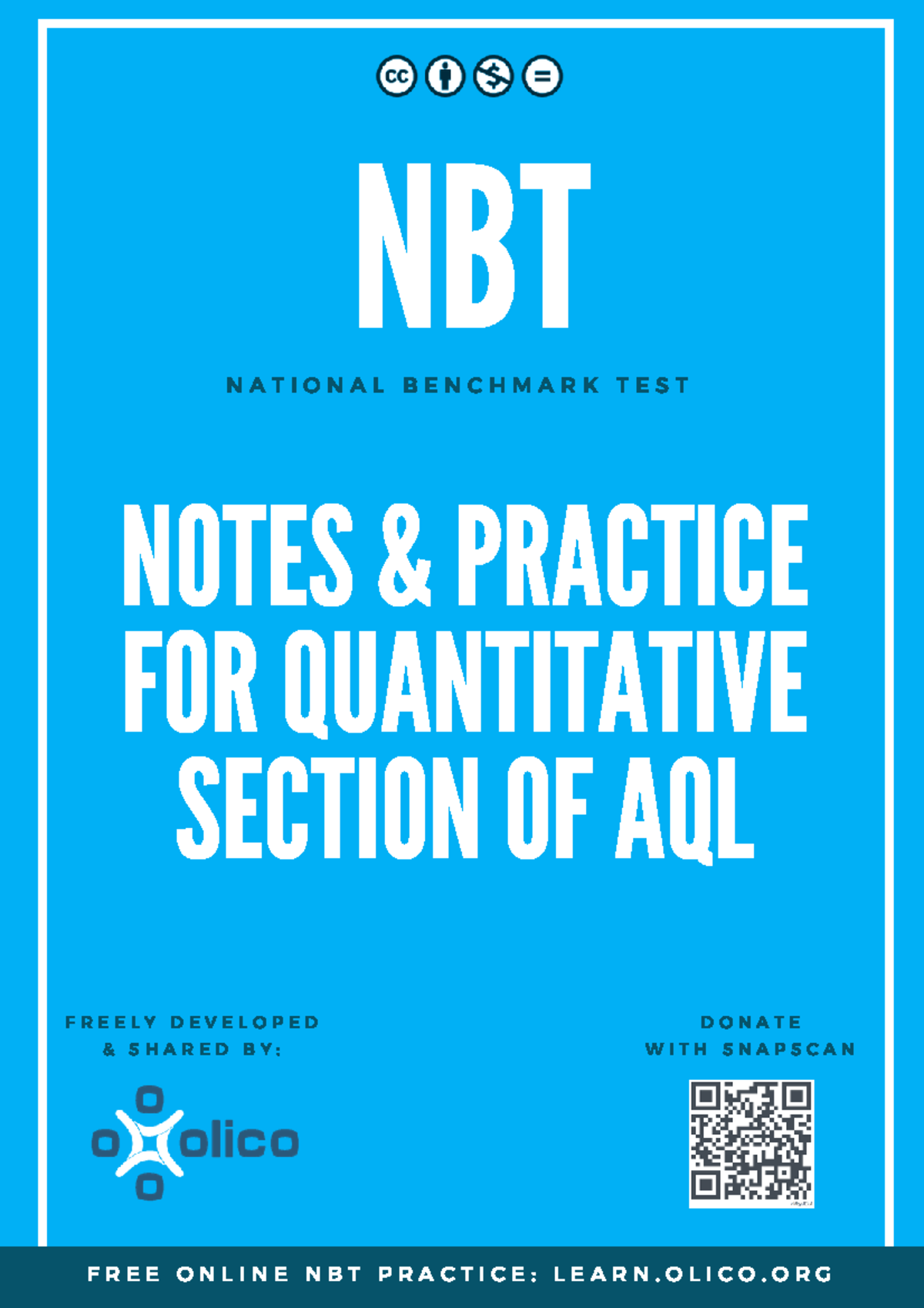 Olico NBT QL Booklet: Study Notes & Practice for AQL Test - Studocu
