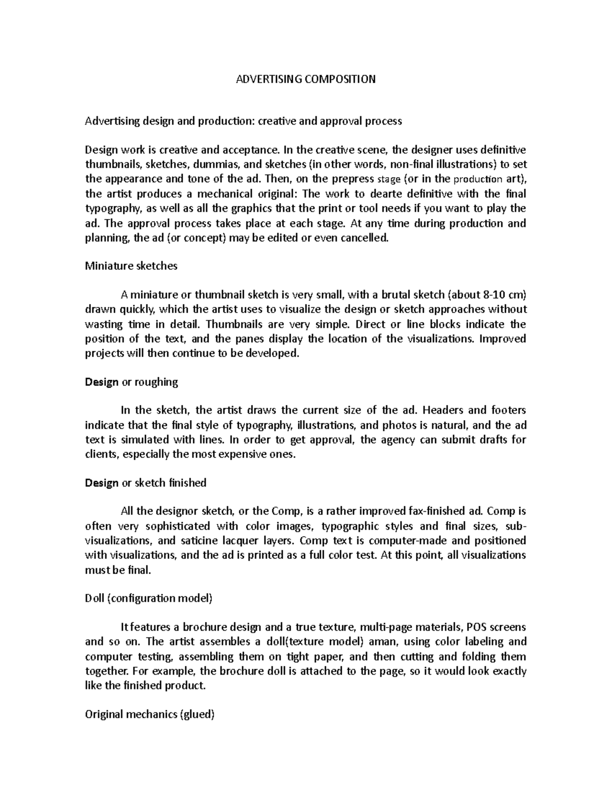 Advertising Composition: Process, Design Elements, and Approvals - Studocu