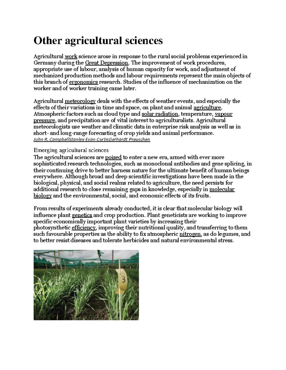 Other agricultural sciences - Other agricultural sciences Agricultural ...