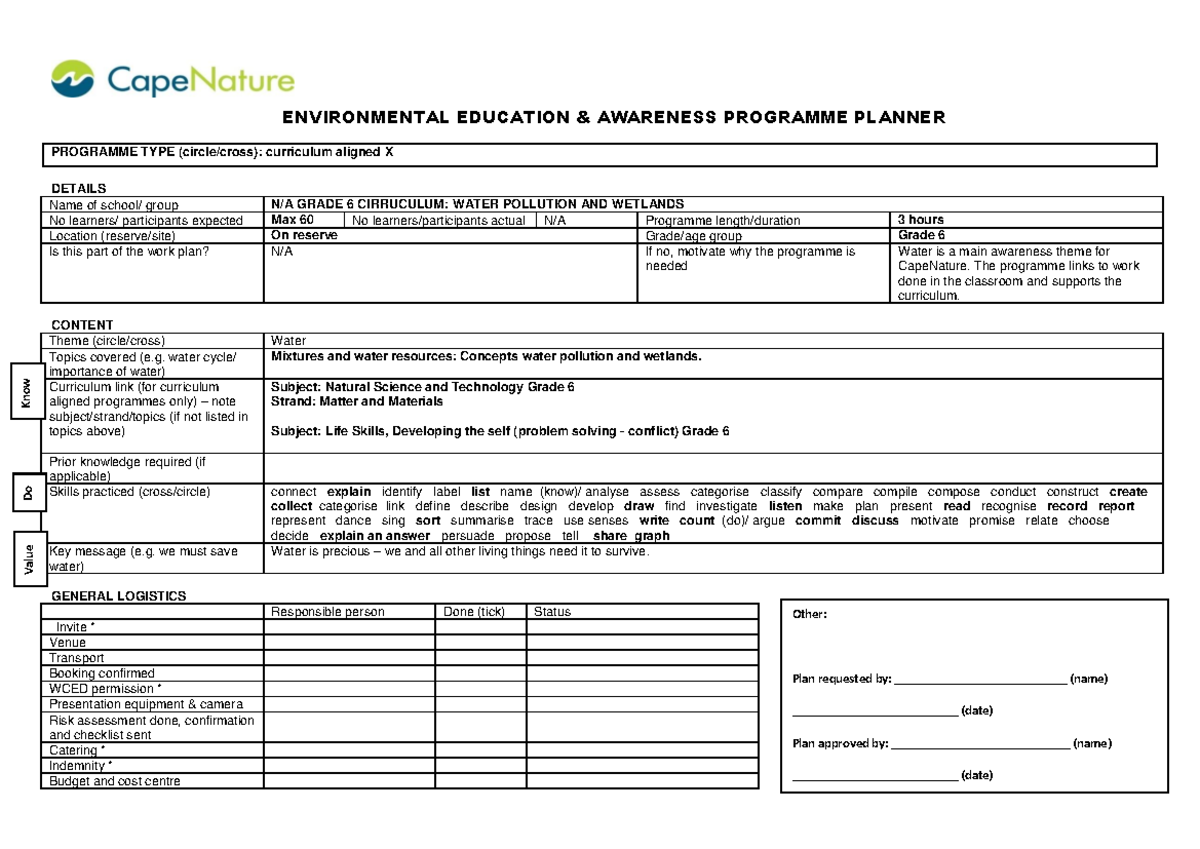 Grade 6 Lesson Plan: Water Pollution & Wetlands Awareness (3 Hours ...