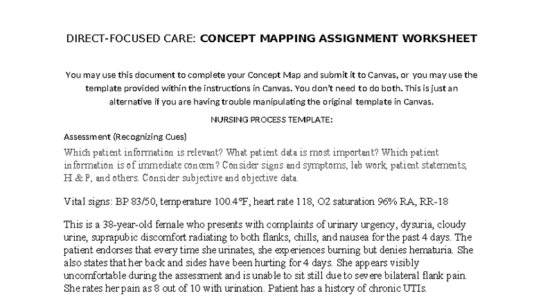 NURS 101: UTI Concept Mapping Assignment Worksheet - Studocu