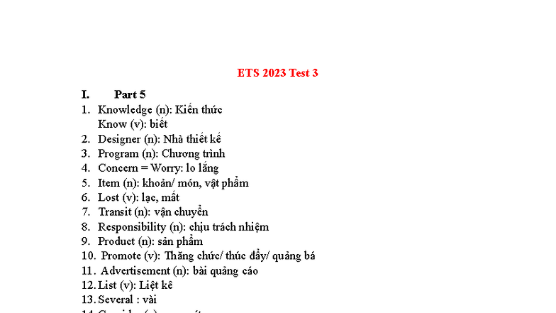 ETS 2023 Test 3 Vocabulary List and Definitions - Studocu