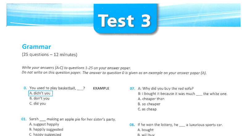 Test 3 - Reading Part 3: Opinion Matching Analysis - Studocu
