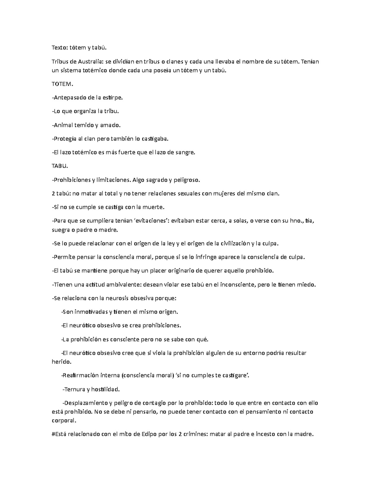 Totem y tabu - Texto: tótem y tabú. Tribus de Australia: se dividían en ...