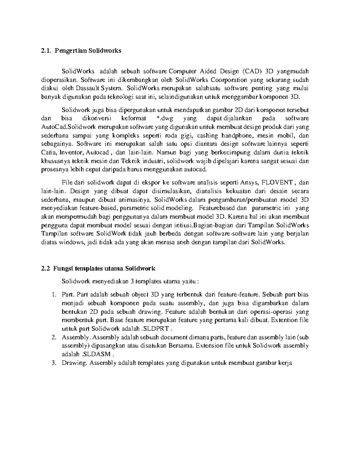 Pengertian dan Fungsi SolidWorks dalam Desain CAD 3D - Studocu