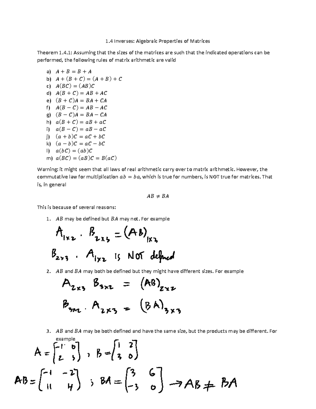 Matrix Algebra: Properties & Inverses in Linear Systems (Course Code: 1 ...