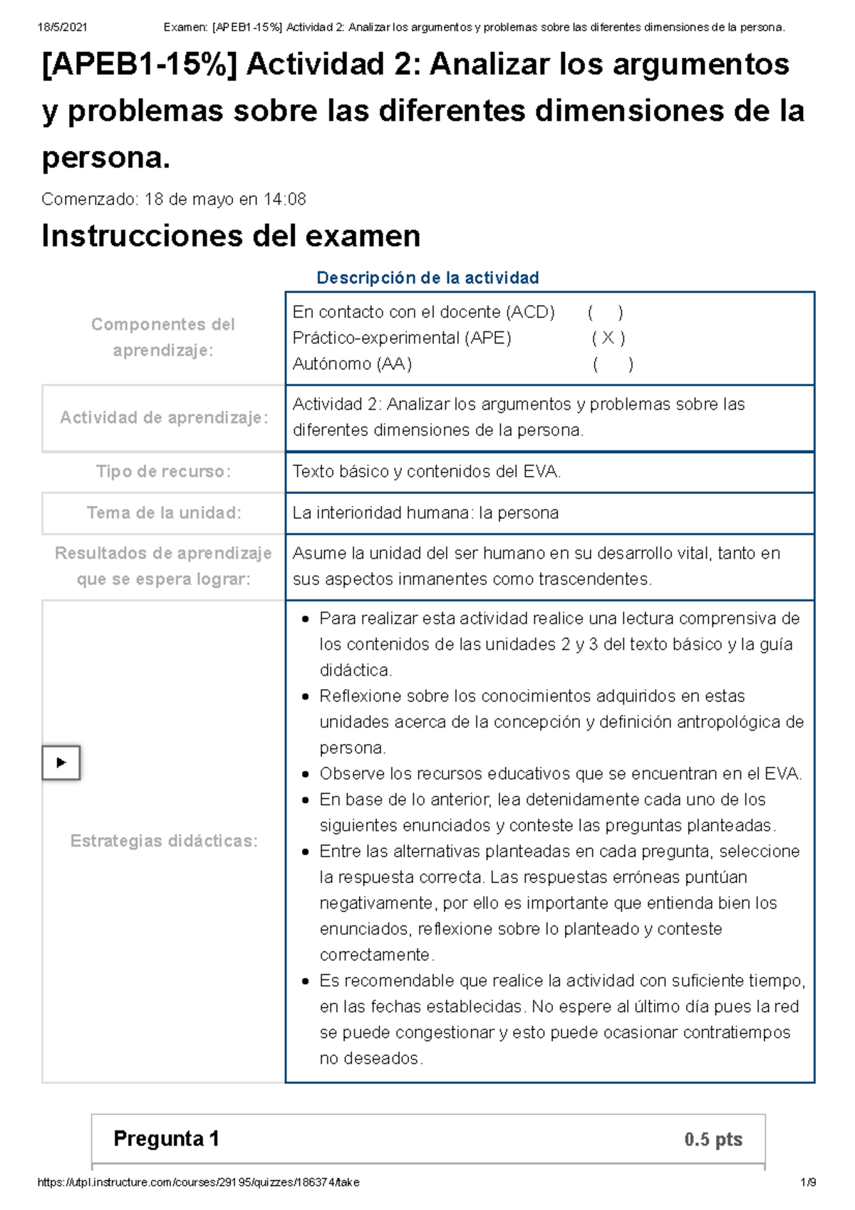 Antropología Básica APEB1 - Actividad 2: Dimensiones de la Persona ...