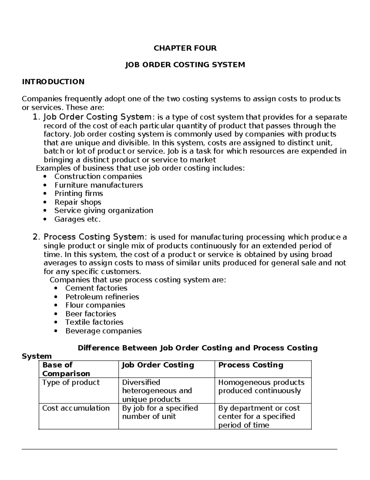 Chapter 4: Job Order Costing System Overview and Procedures - Studocu