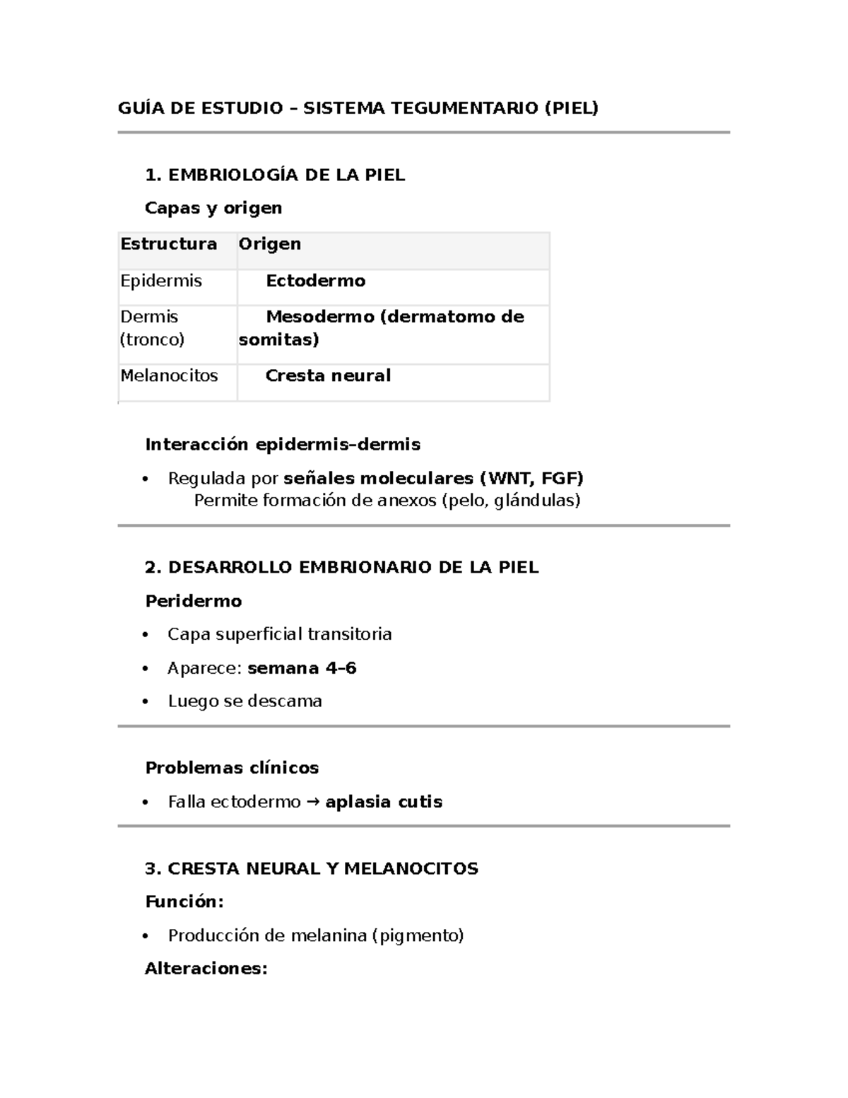 GUÍA DE ESTUDIO SISTEMA TEGUMENTARIO (PIEL) PARCIAL 2 - Studocu