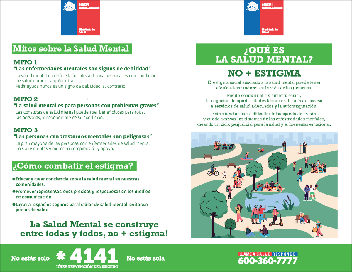 Díptico - No + Estigma en Salud Mental: Mitos y Realidades - Studocu