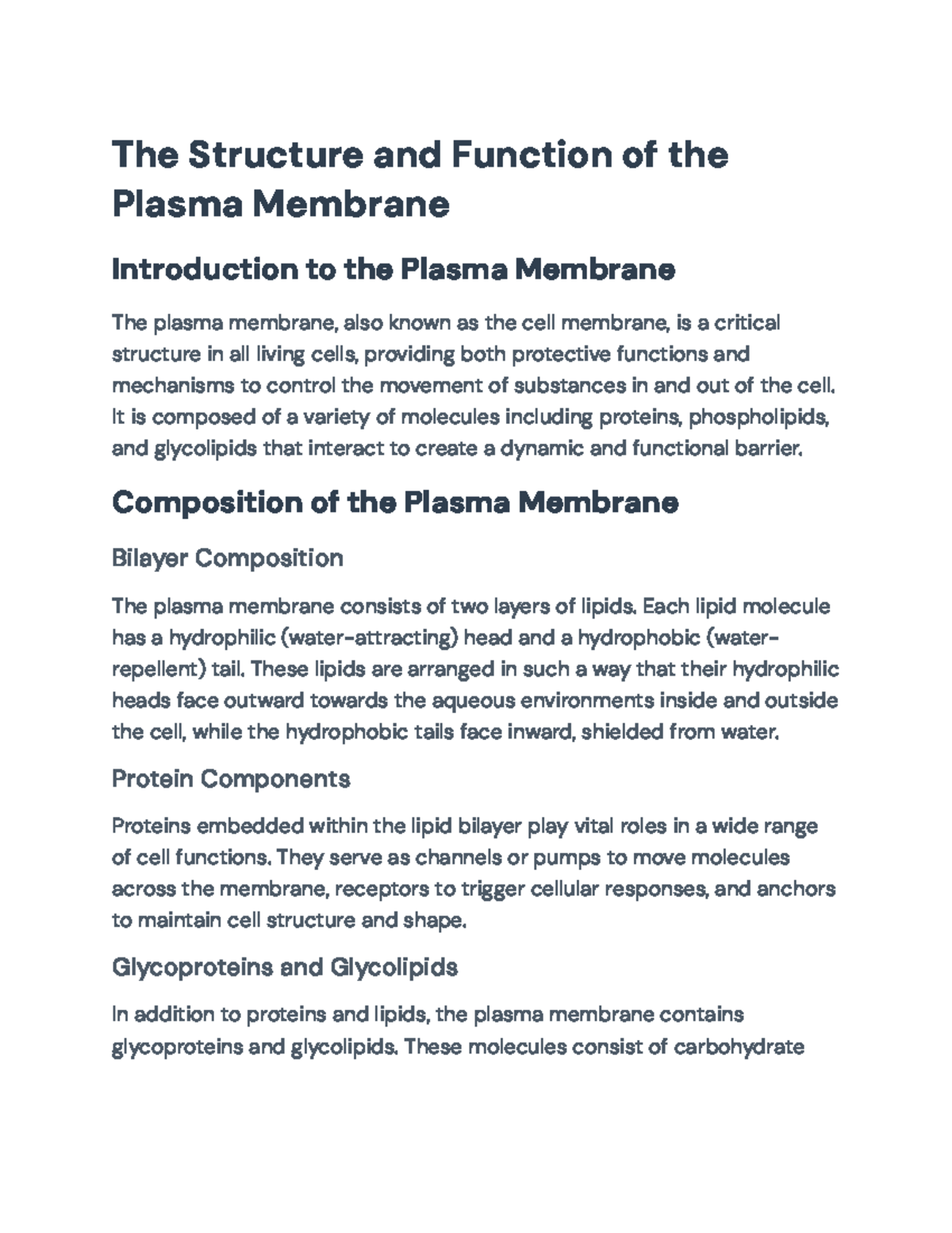 Plasma Membrane Structure and Function: Key Concepts Overview - The ...