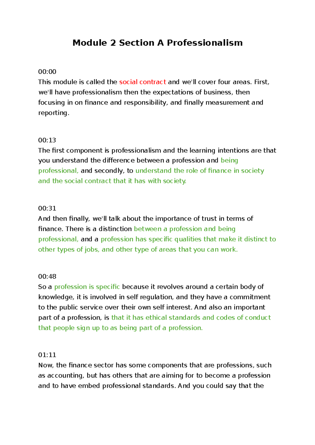 Module 2 Section A Professionalism - Module 2 Section A Professionalism ...