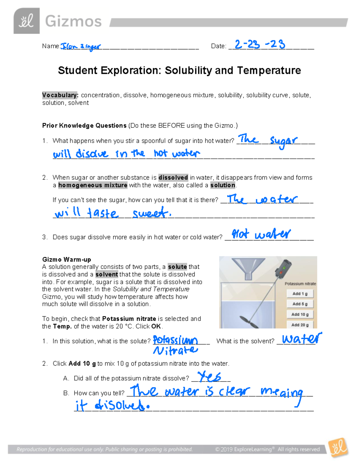 Solubility and Temperature Exploration (Gizmo) - Studocu