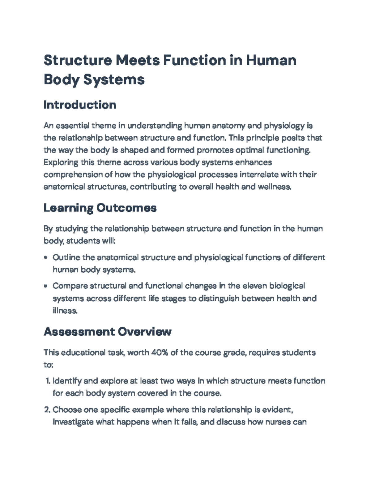 HAP 101: Structure and Function in Human Body Systems Overview - Studocu