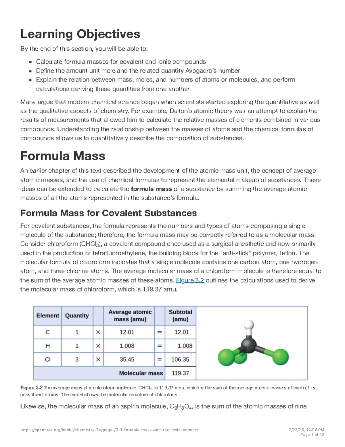 Final Exam Study Guide: Formula Mass & Mole Concept (CHEM 2e) - Studocu