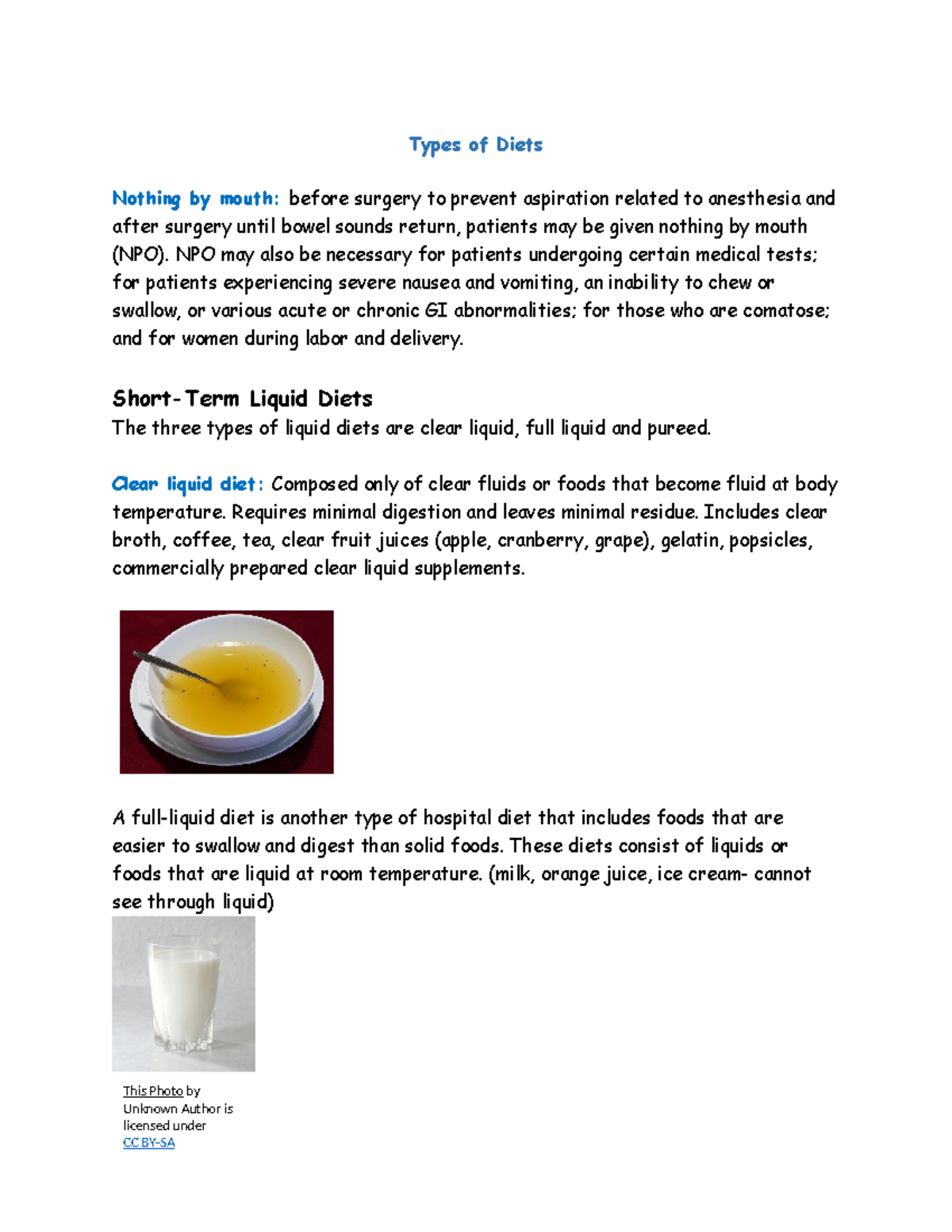 Types of Diets: NPO, Liquid, Soft, and Restricted Diets Overview - Studocu