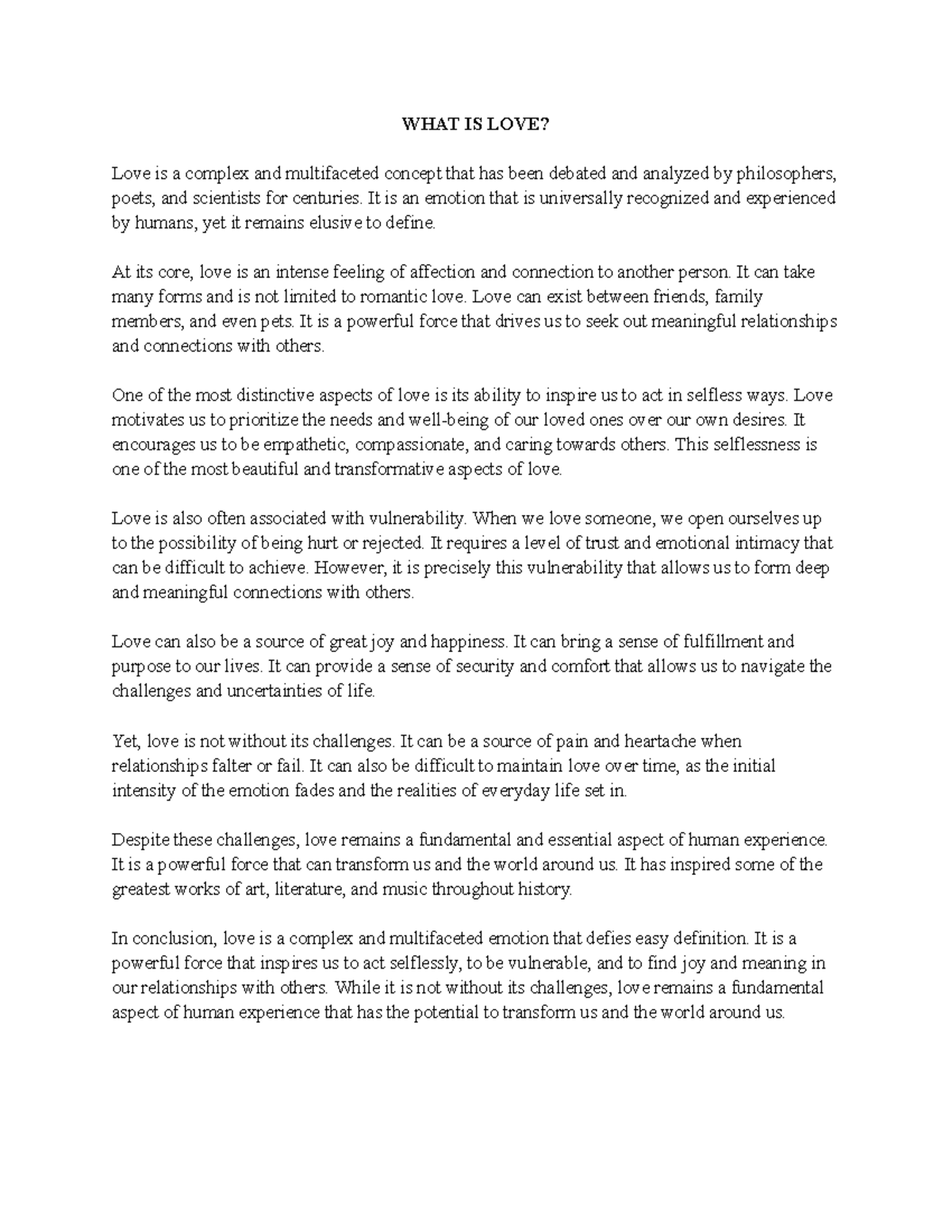 Exploring the Complexity of Love: A Multifaceted Emotion - Studocu