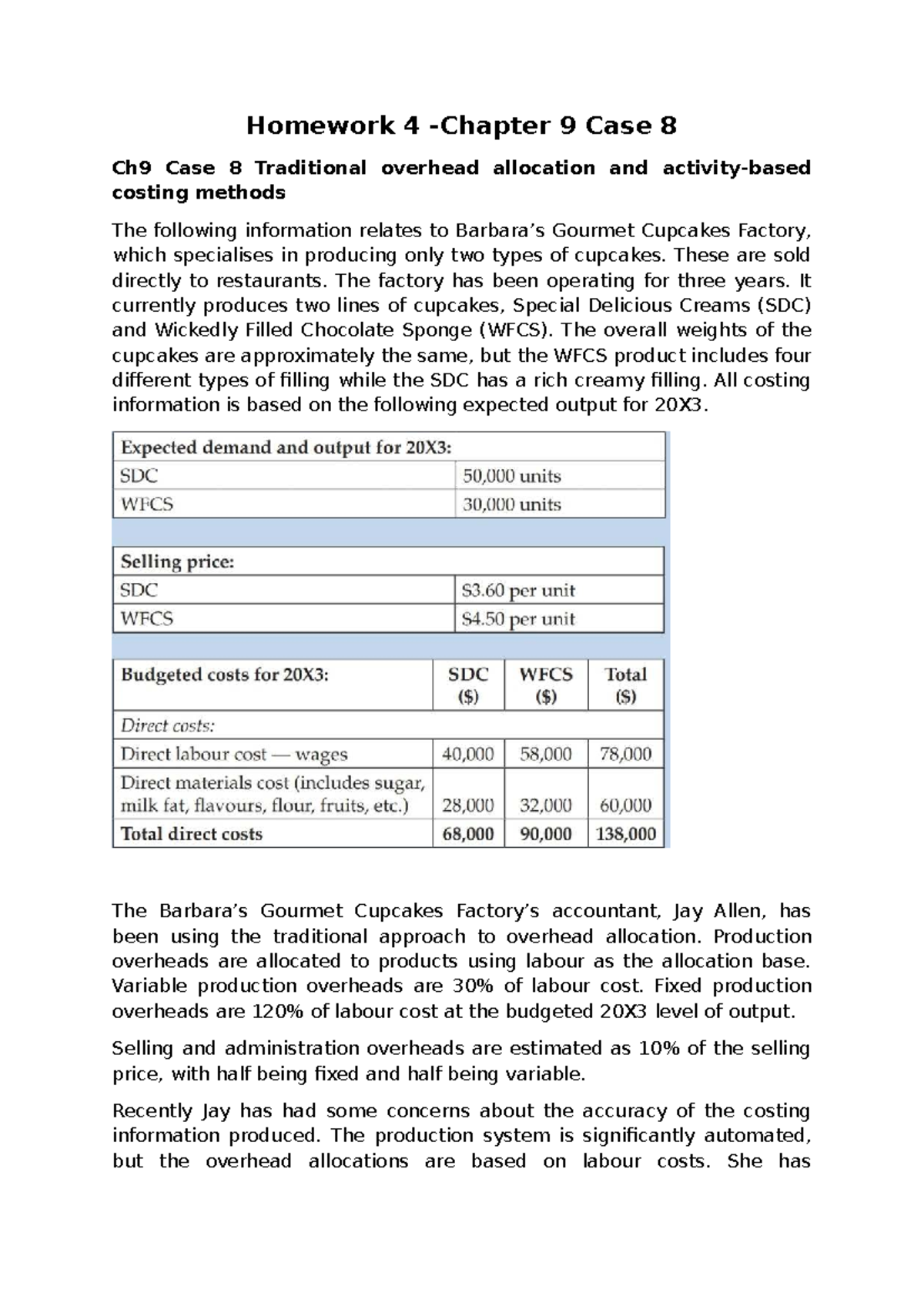 Homework 4: Traditional Overhead Allocation & ABC Methods Analysis ...
