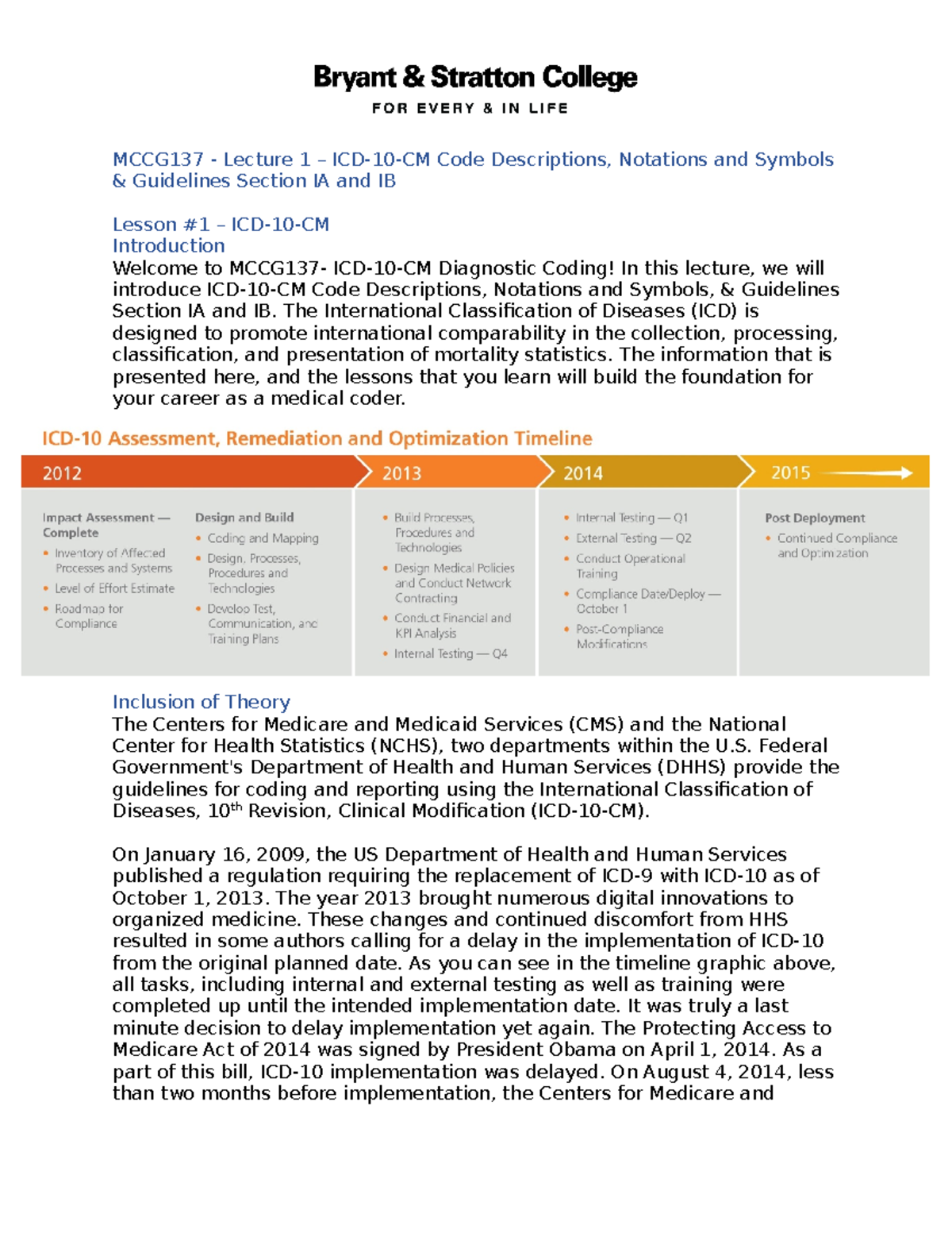MCCG137 - Lecture 1: Overview of ICD-10-CM Guidelines & Coding - Studocu