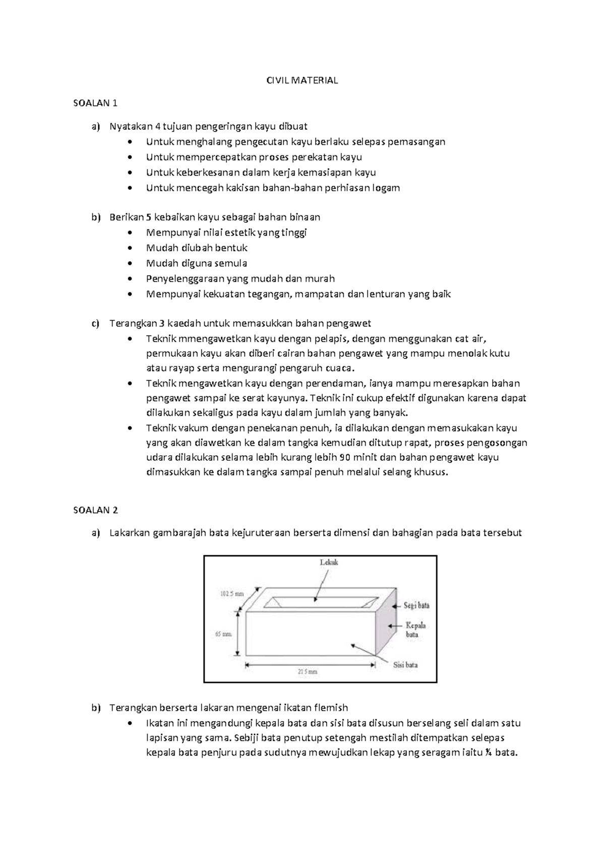 Skema Jawapan Civil Material - CIVIL MATERIAL SOALAN 1 a) Nyatakan 4 ...