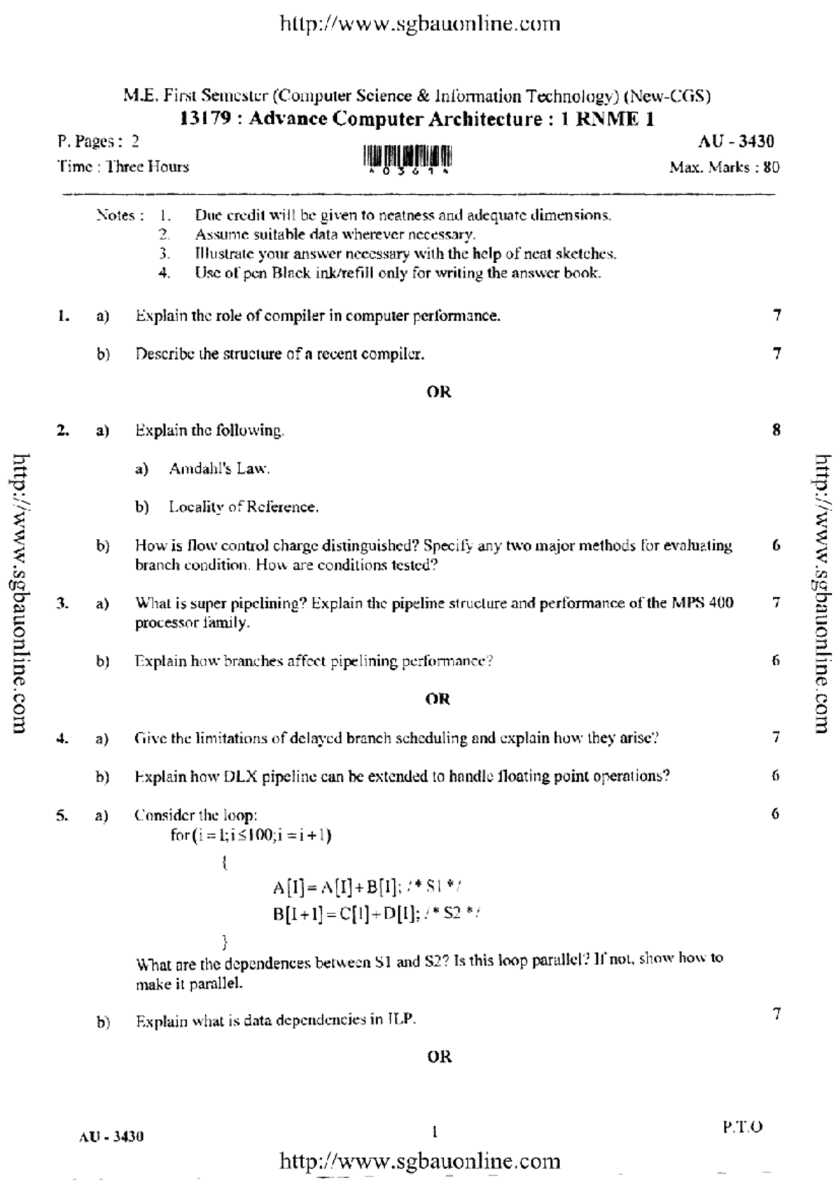 M.E. 1st Sem CSIT 13179 Advanced Computer Architecture Notes - Studocu