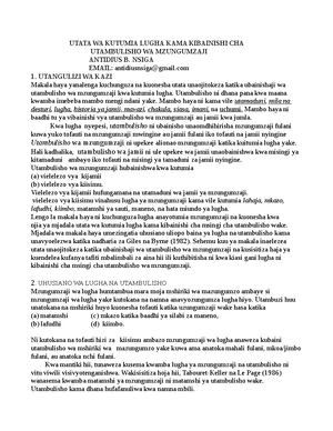 Upataji Lugha Summary Notes - UMUHIMU WA UPATAJI LUGHA KWA MWALIMU WA ...