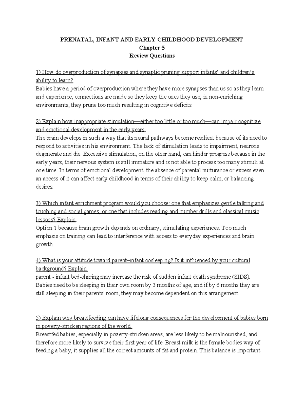 EC Dev Ch 5: Insights on Prenatal and Early Childhood Development - Studocu