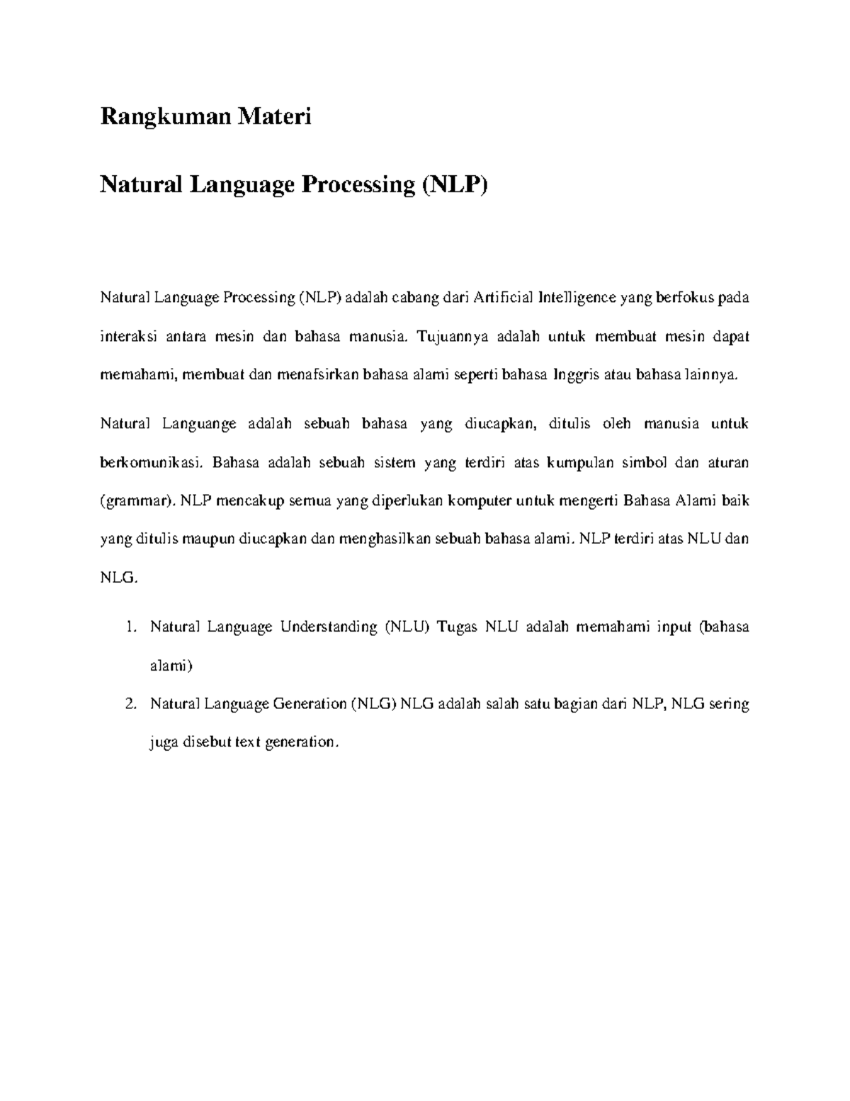 Ringkasan Materi - Natural Language Processing (NLP) dan Aplikasinya ...