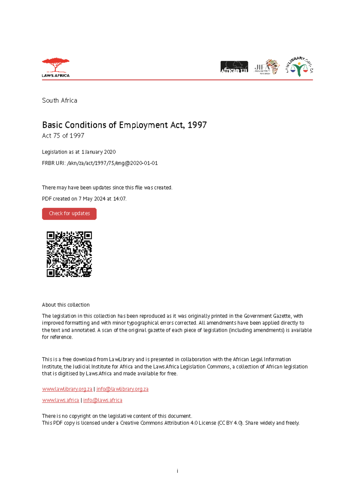 **Basic Conditions of Employment Act 1997: Overview and Key Provisions ...