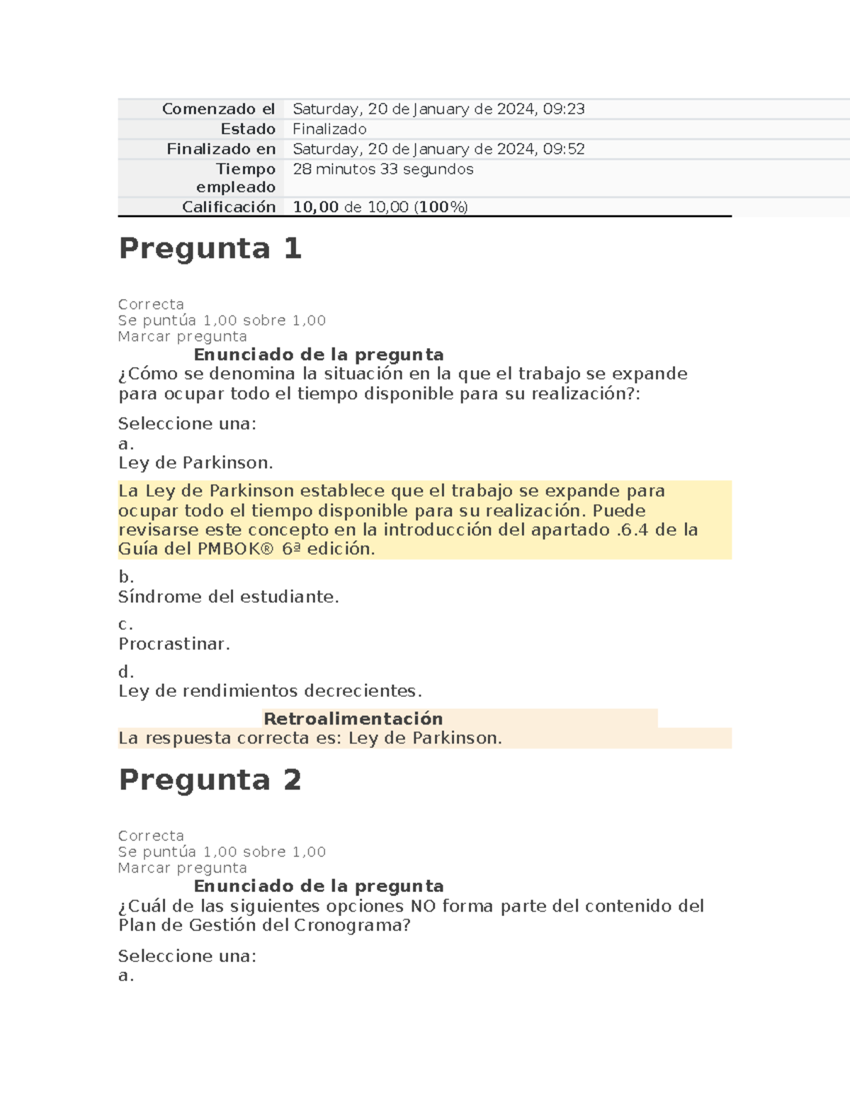 Evaluación C6: Resumen de Preguntas y Respuestas (100% Correctas) - Studocu