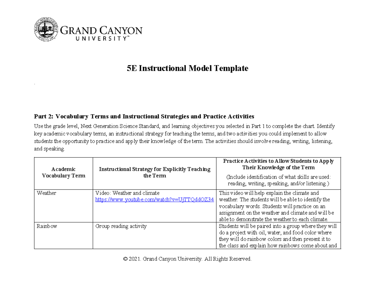 ELM-361 Week 2: 5E Instructional Model & Vocabulary Strategies - Studocu