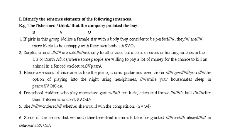 Assignment 11 - Sentence Elements and Analysis Techniques - Studocu